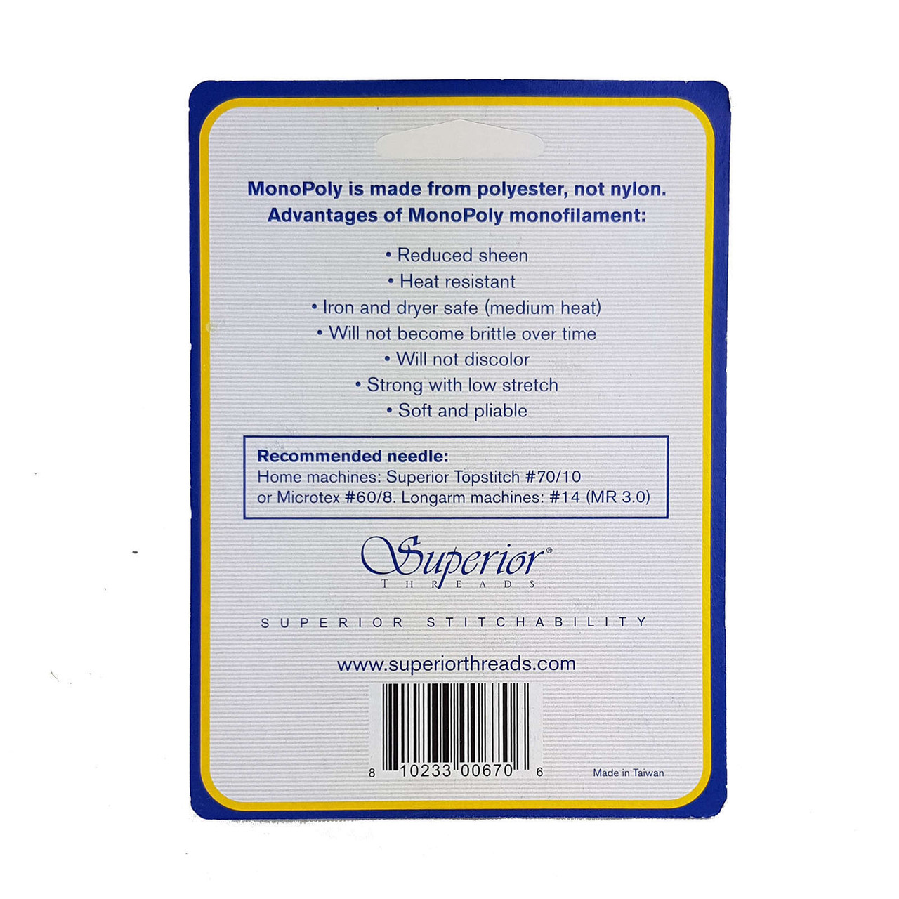 Superior MonoPoly Threads CLEAR Invisible Thread 2200 Yards (2000m ...