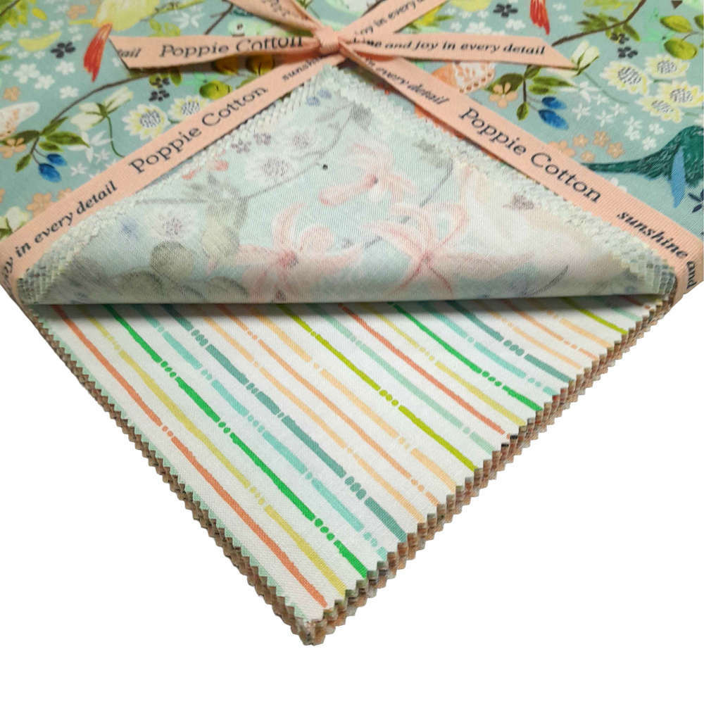 Poppie Cotton Serenity Blooms 5" Squares Fabric 42 pieces by Ginger Deverell - Old Mill Quilting
