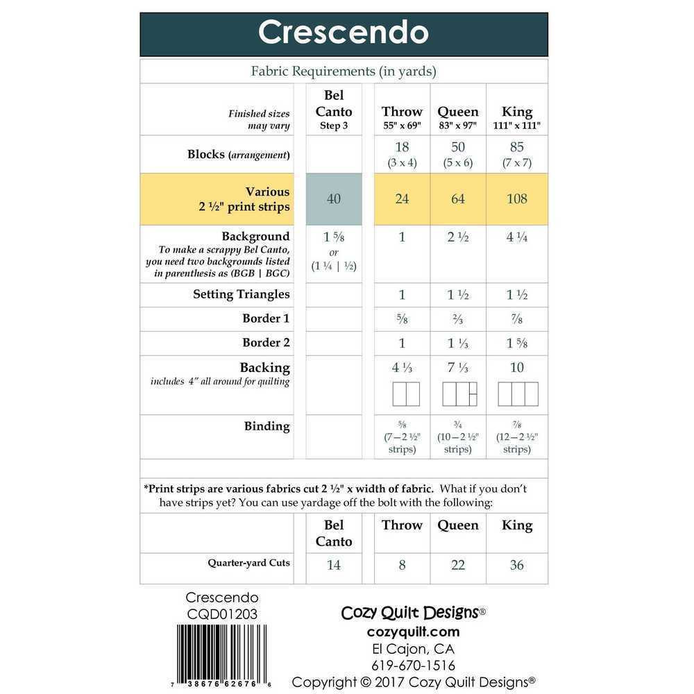 Crescendo Quilt Pattern By Cozy Quilt Designs Bel Conto Step 3 - Old ...