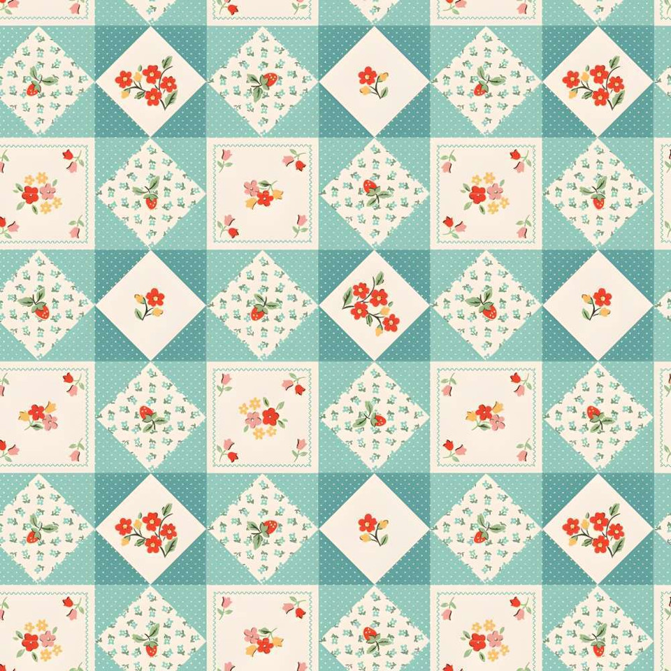 Poppie Cotton Farmhouse Fancy Farm Quilts Teal Fabric by Elea Lutz ...