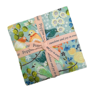 Poppie Cotton Serenity Blooms 5" Squares Fabric 42 pieces by Ginger Deverell - Old Mill Quilting