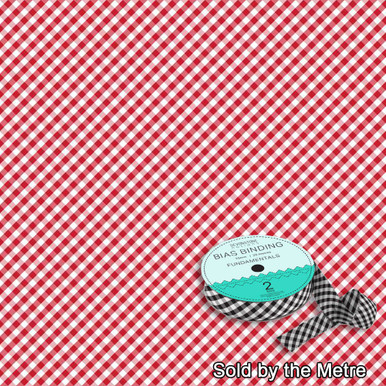 Bias Binding 25mm/1 Inch Check Red Delicious Sold by the Metre by Devonstone - Old Mill Quilting