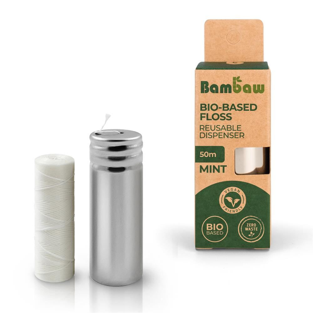 Bambaw Bio-Based Reusable Stainless Steel Floss Dispenser - Mint | Blukoo