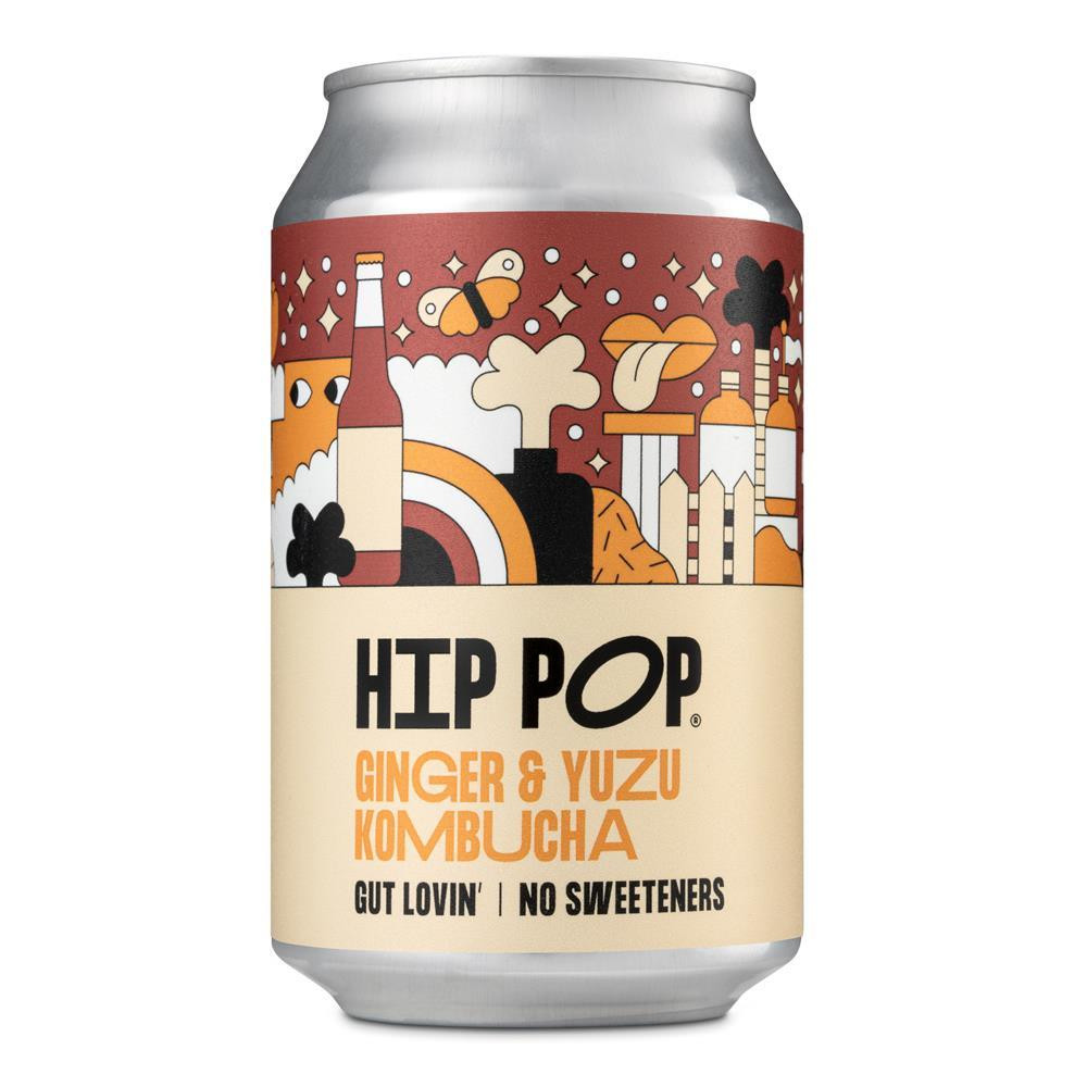 Hip Pop Kombucha Ginger & Yuzu - 330ml (Pack of 12) | Blukoo