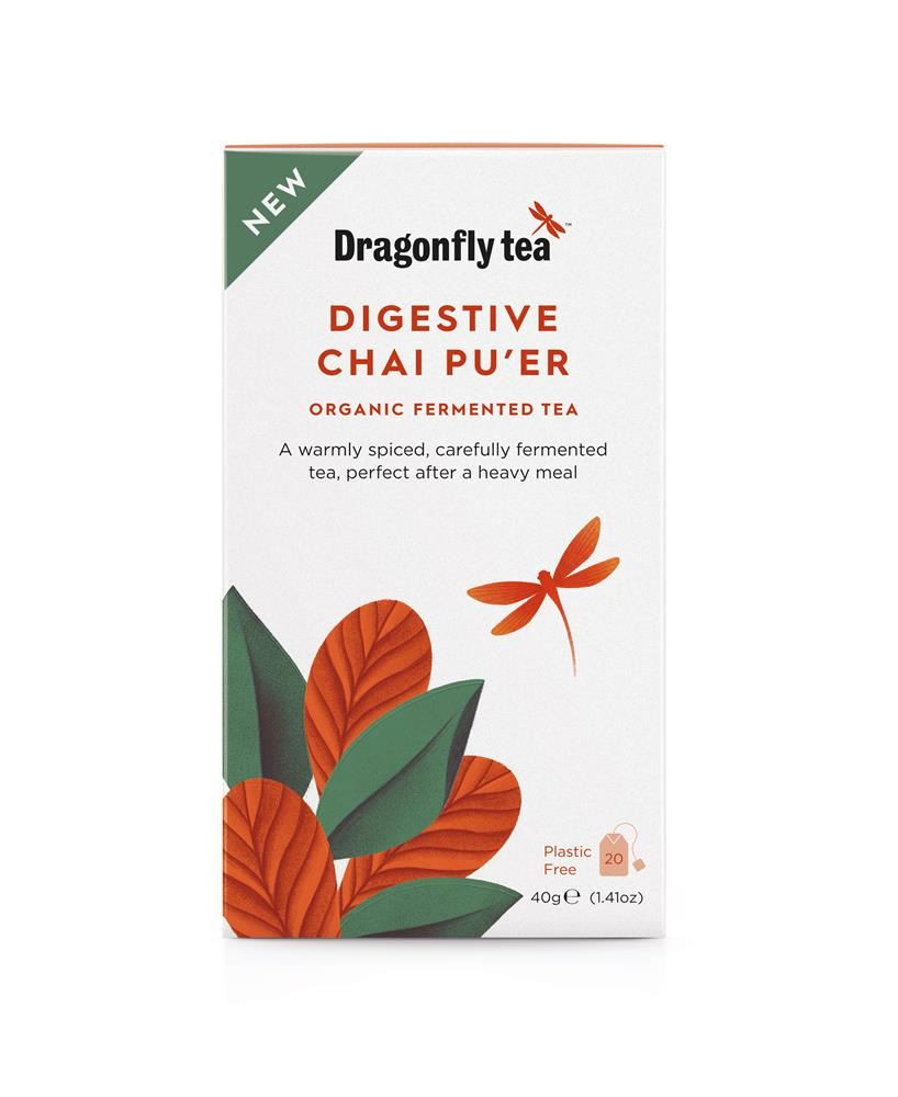 Dragonfly Tea Organic Digestive Chai Pu'er - 20 Sachets | Blukoo