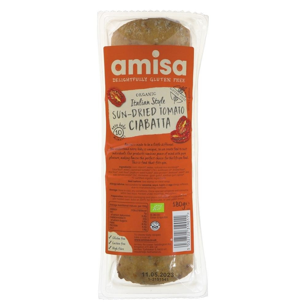 Amisa Organic Sun Tomato Ciabatta 180g | Blukoo