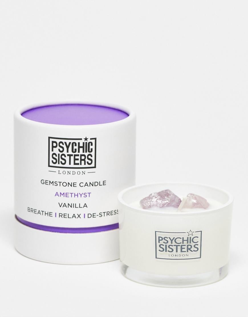 Psychic Sisters Amethyst Gemstone Candle | Blukoo