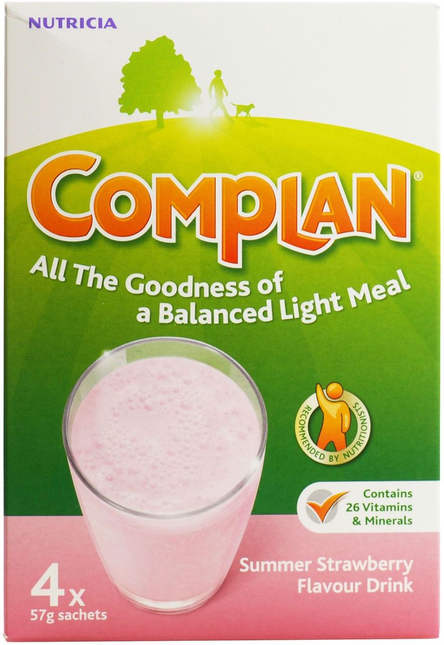 Complan Strawberry Flavour Nutritional Drink - 4 x 57g Sachets | Blukoo