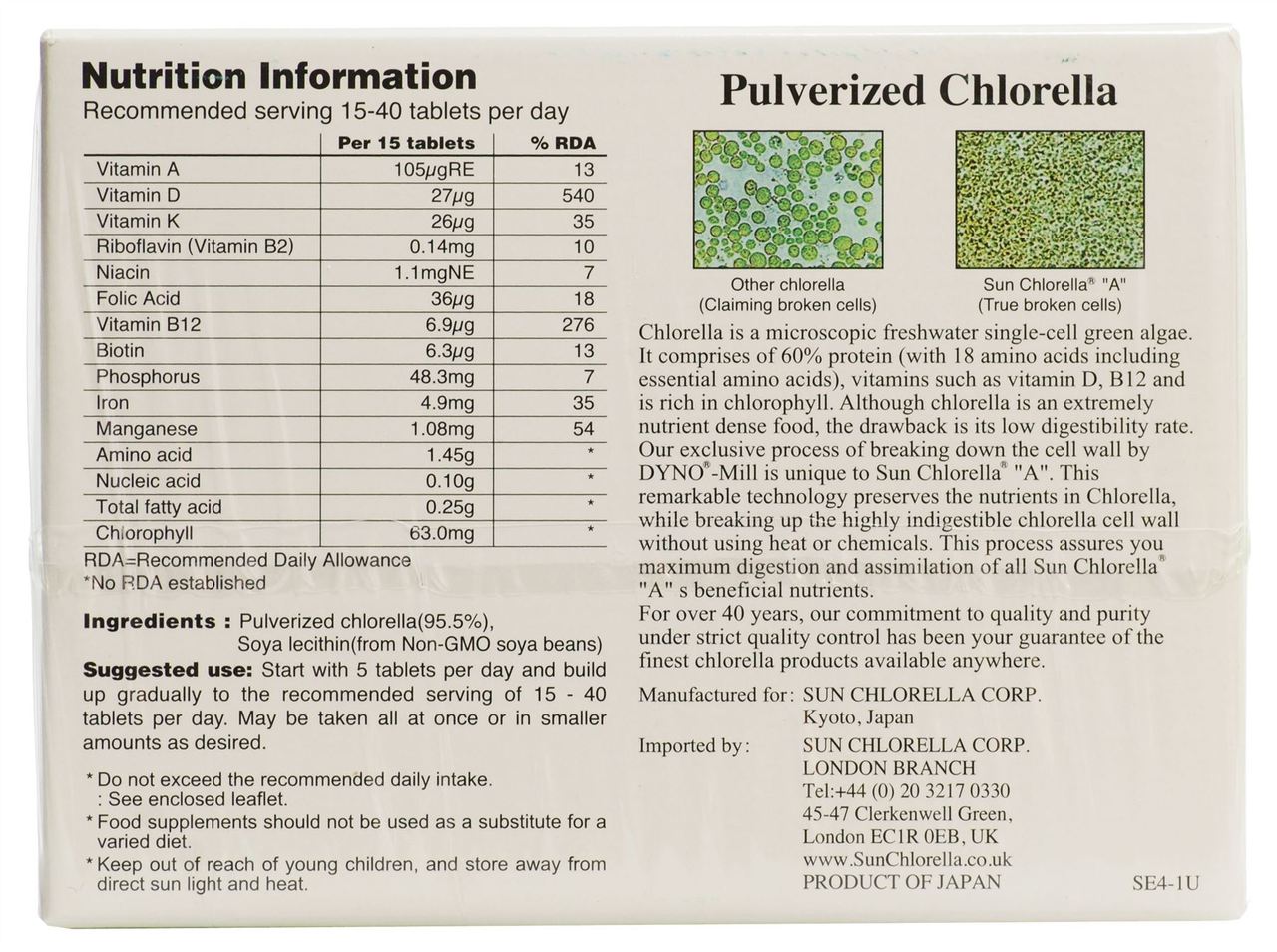 Sun Chlorella A - 1500 Tablets | Blukoo