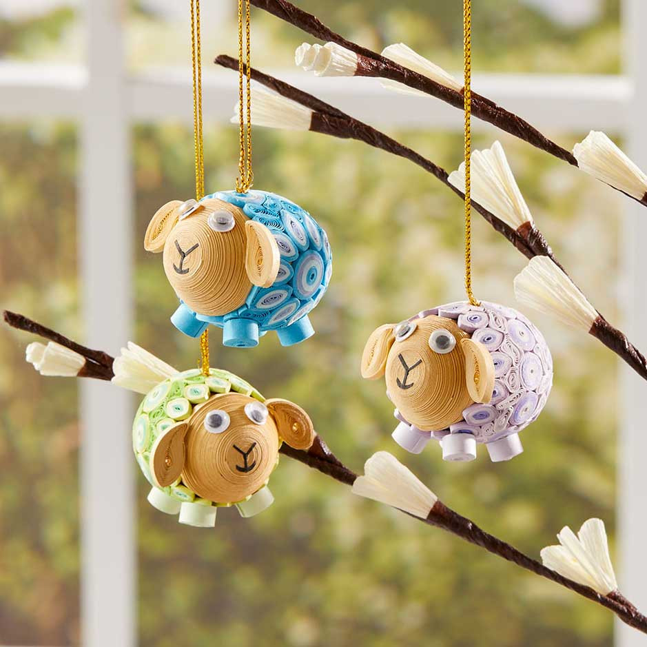 Easter Tree Ornaments | Quilled Lamb Paper Ornaments | SERRV