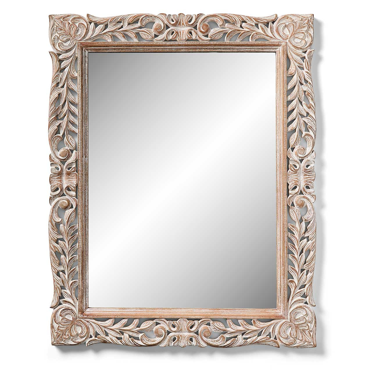 Artisan-Made Rustic Wooden Floral Wall Mirror | SERRV