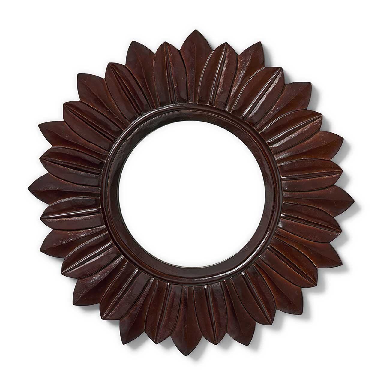 Artisan-Made Dark Wooden Floral Wall Mirror | SERRV