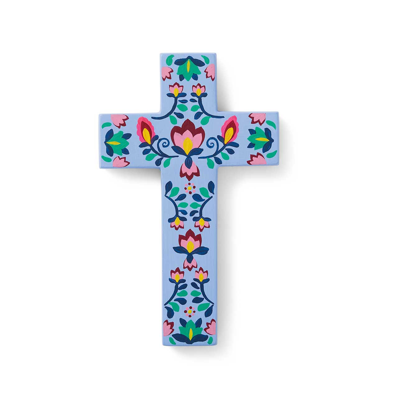 Hand-Painted Blue Floral Wall Cross | SERRV