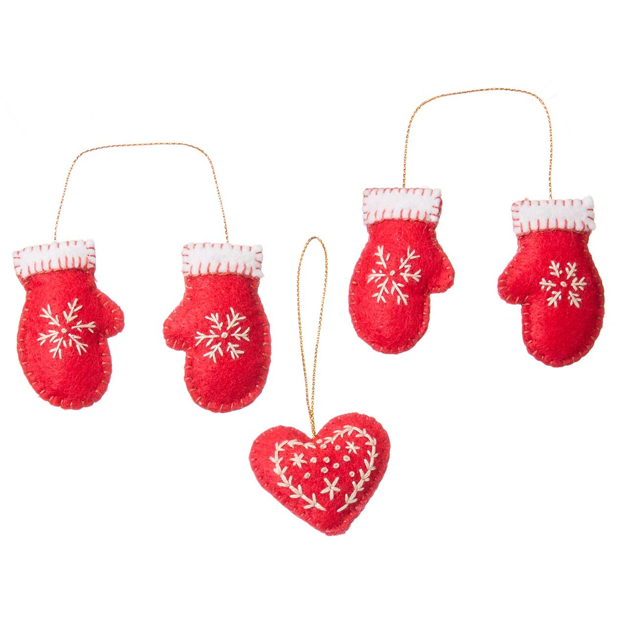 Felt Heart & Mitten Ornaments | SERRV Handmade Holiday Set