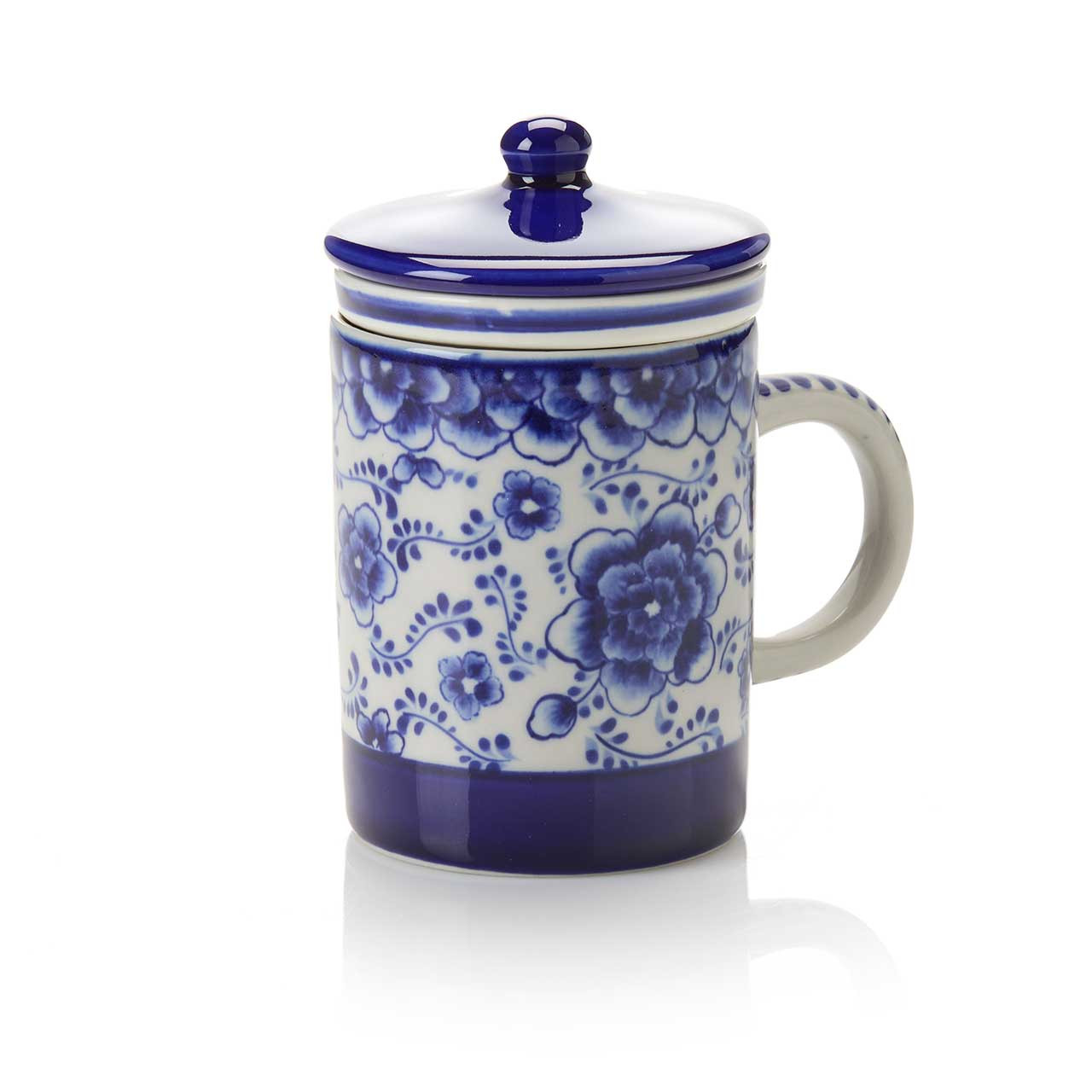 Hand-Painted Tea Infuser Mug | Blue & White Ceramics | SERRV