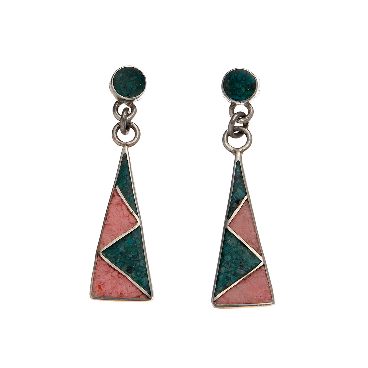 Peruvian Pathway Triangle Earrings | Sterling Silver Stone Jewelry
