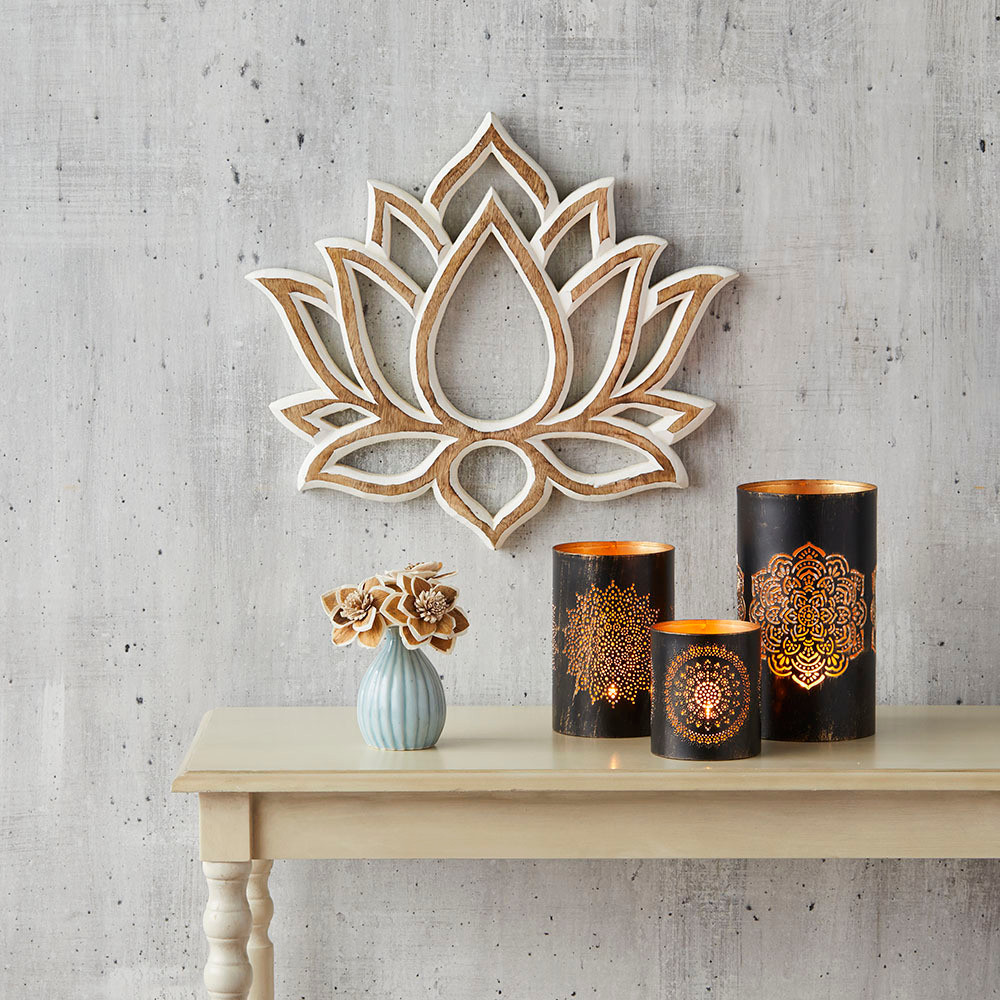 Natural Wall Art From India | Wooden Lotus Wall Art | SERRV