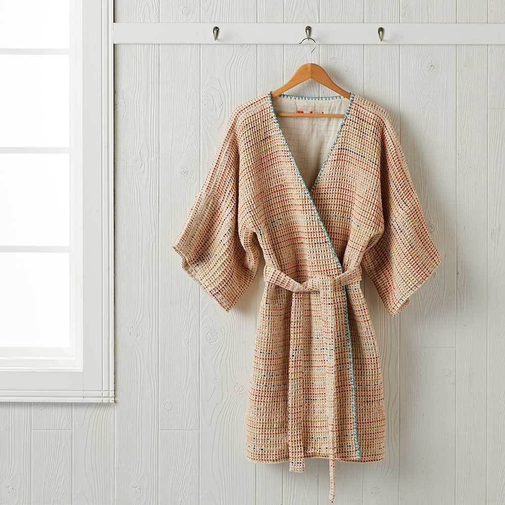 Fair Trade Relaxation Gifts | Sari Waffle Weave Bath Robe | SERRV
