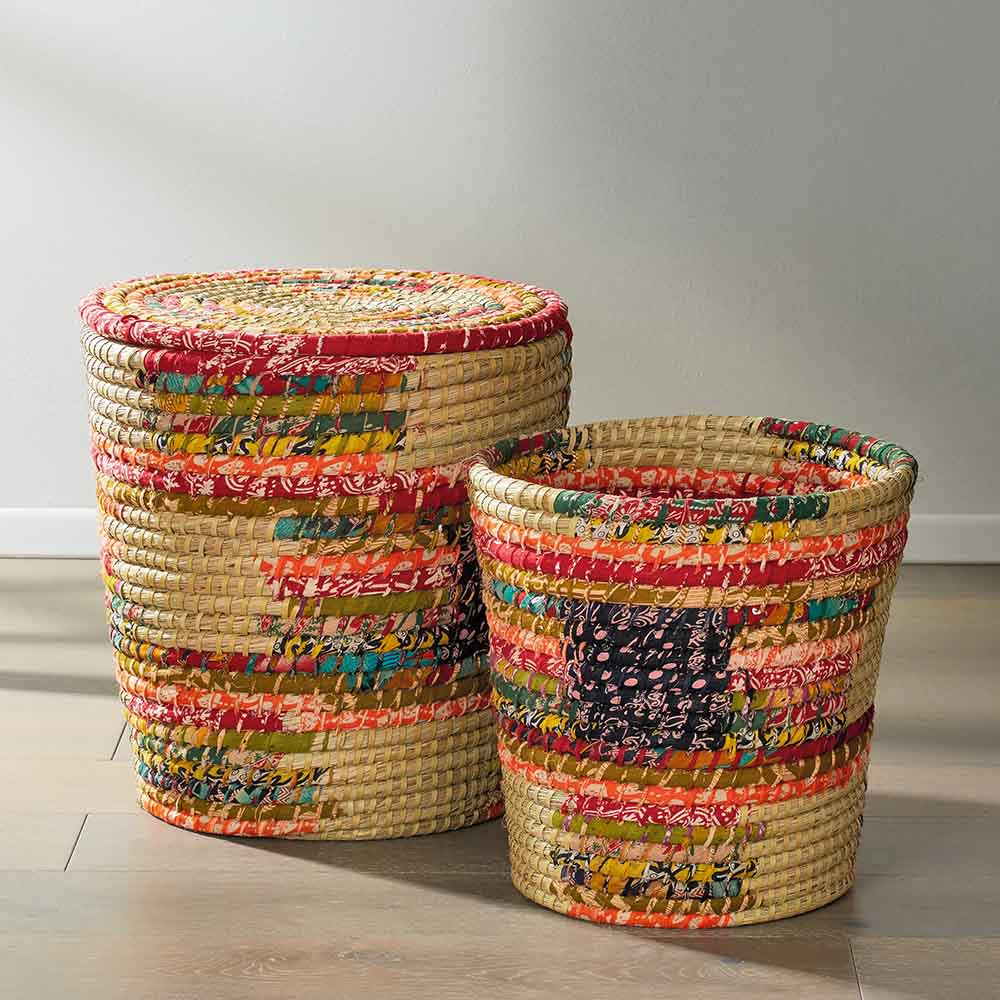 Fair Trade Baskets | Sustainable Sari Woven Storage Baskets | SERRV