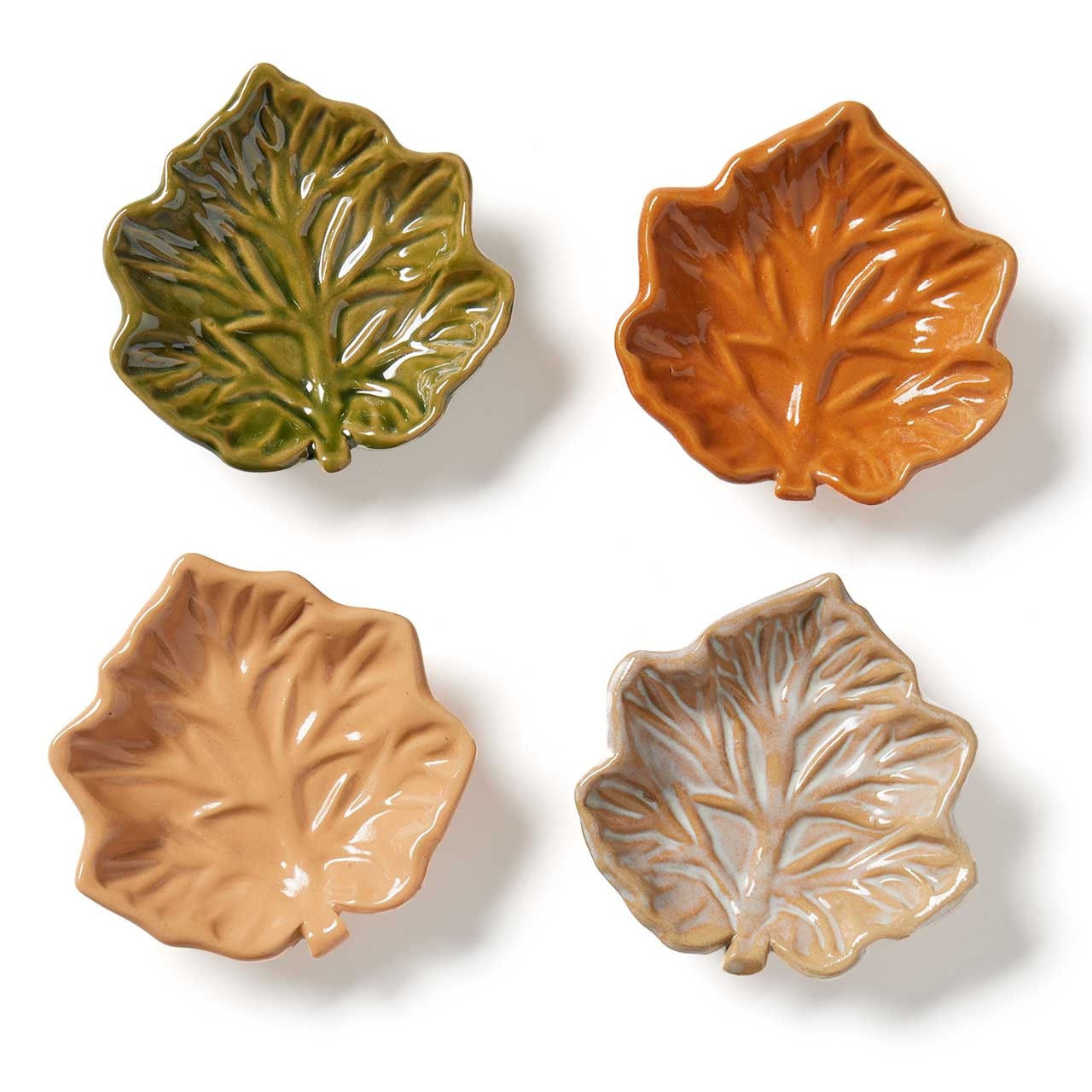 Maple Leaf Dipping Bowls | Set of 4 Ceramic Fall Dishes