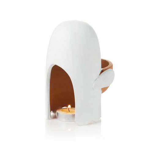 Handmade Halloween Decor | Terracotta Lighted Ghost Lantern | SERRV