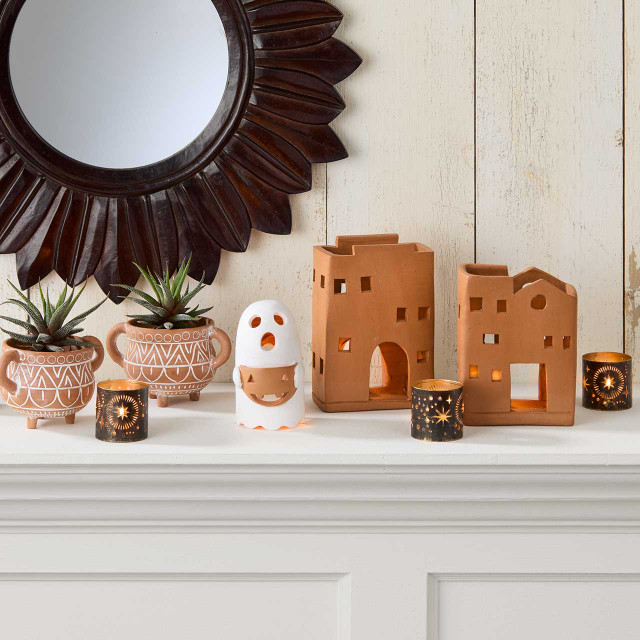 Home Accents | Terracotta Christmas Village Lanterns | SERRV