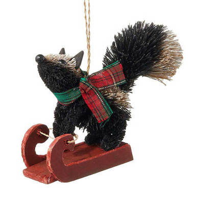 Handmade Christmas Ornaments | Eco-Friendly Skunk On Sled