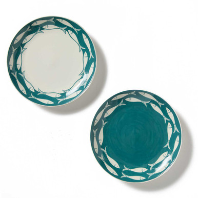 Set of 2 Hand-Painted Ceramic Fish Dinner Plates | SERRV