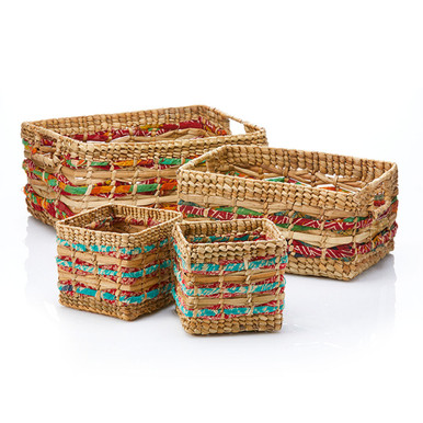 Recycled Sari Storage Baskets | Set of 4 Nested Baskets | SERRV