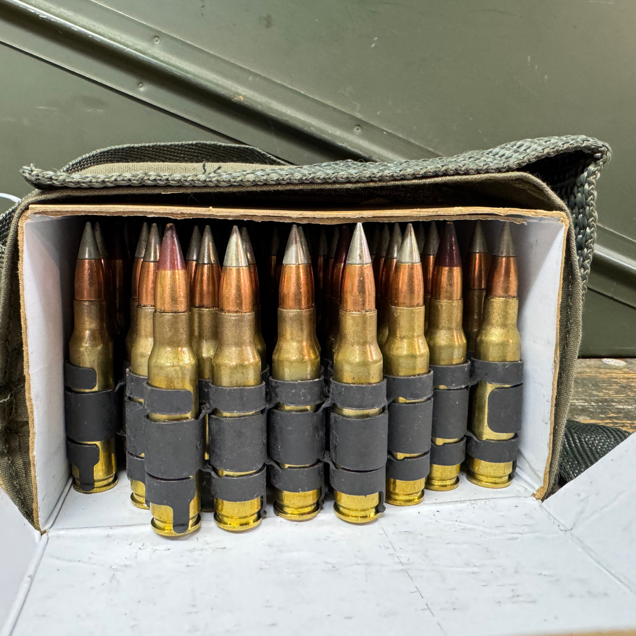 Winchester 7.62x51 M80A1 EPR & M62A1 Red Tracer Linked 4:1, 130 Gr, 100 Rd Belt In Pouch. FREE ...