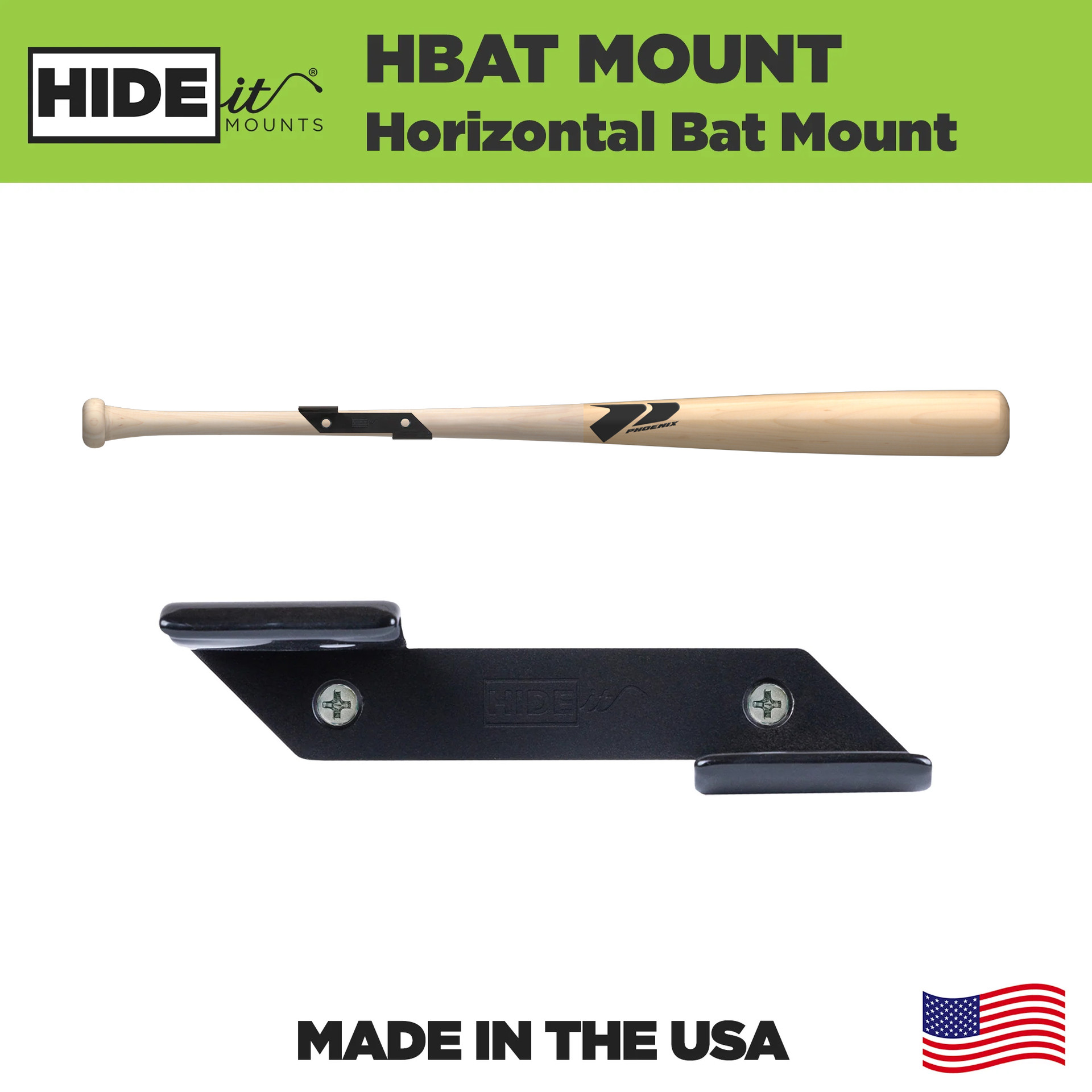 Horizontal Baseball Bat Mount | HIDEit Mounts | Phoenix Bats