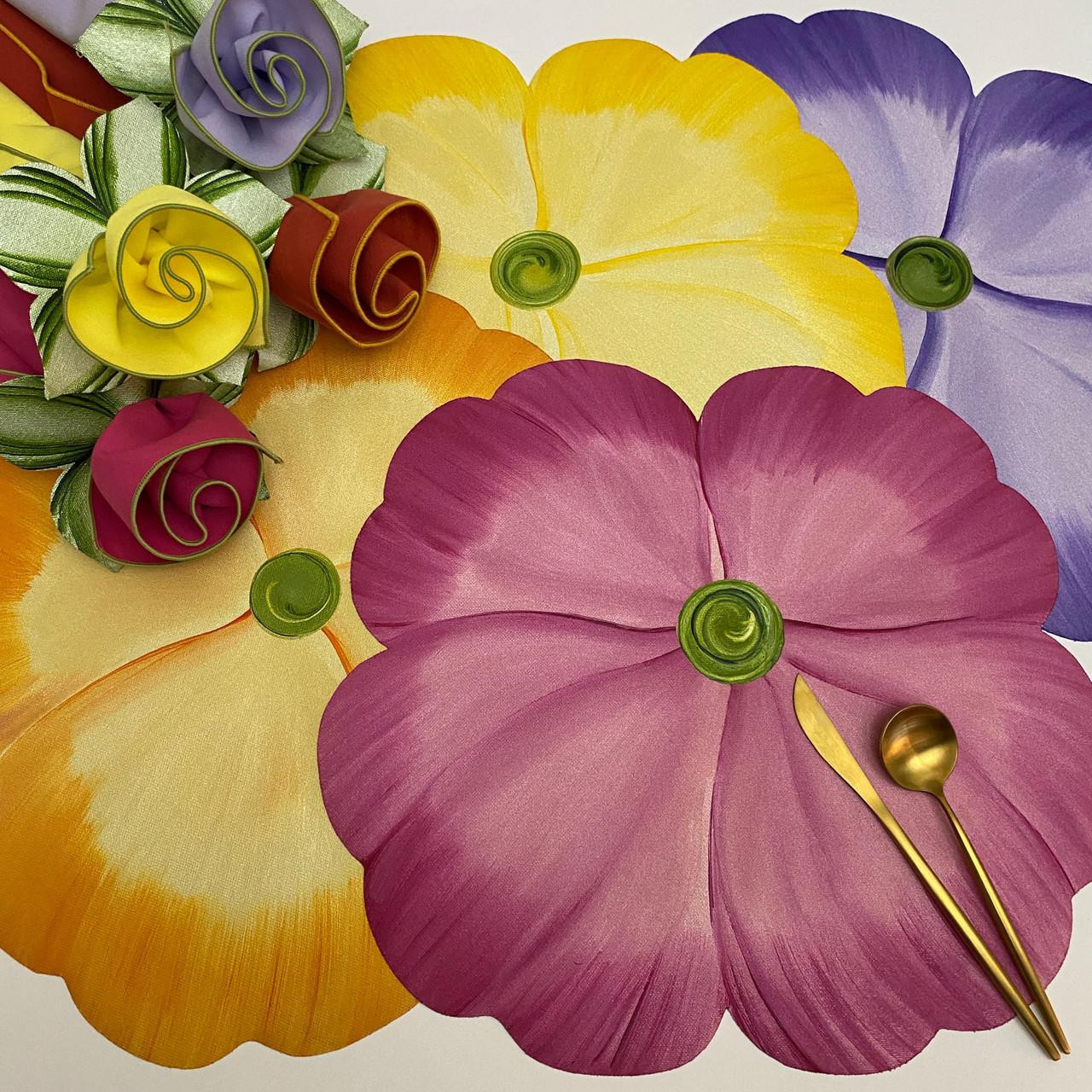 The Complete Pansy Table – ARTPrints Placemats | Carole Shiber Designs