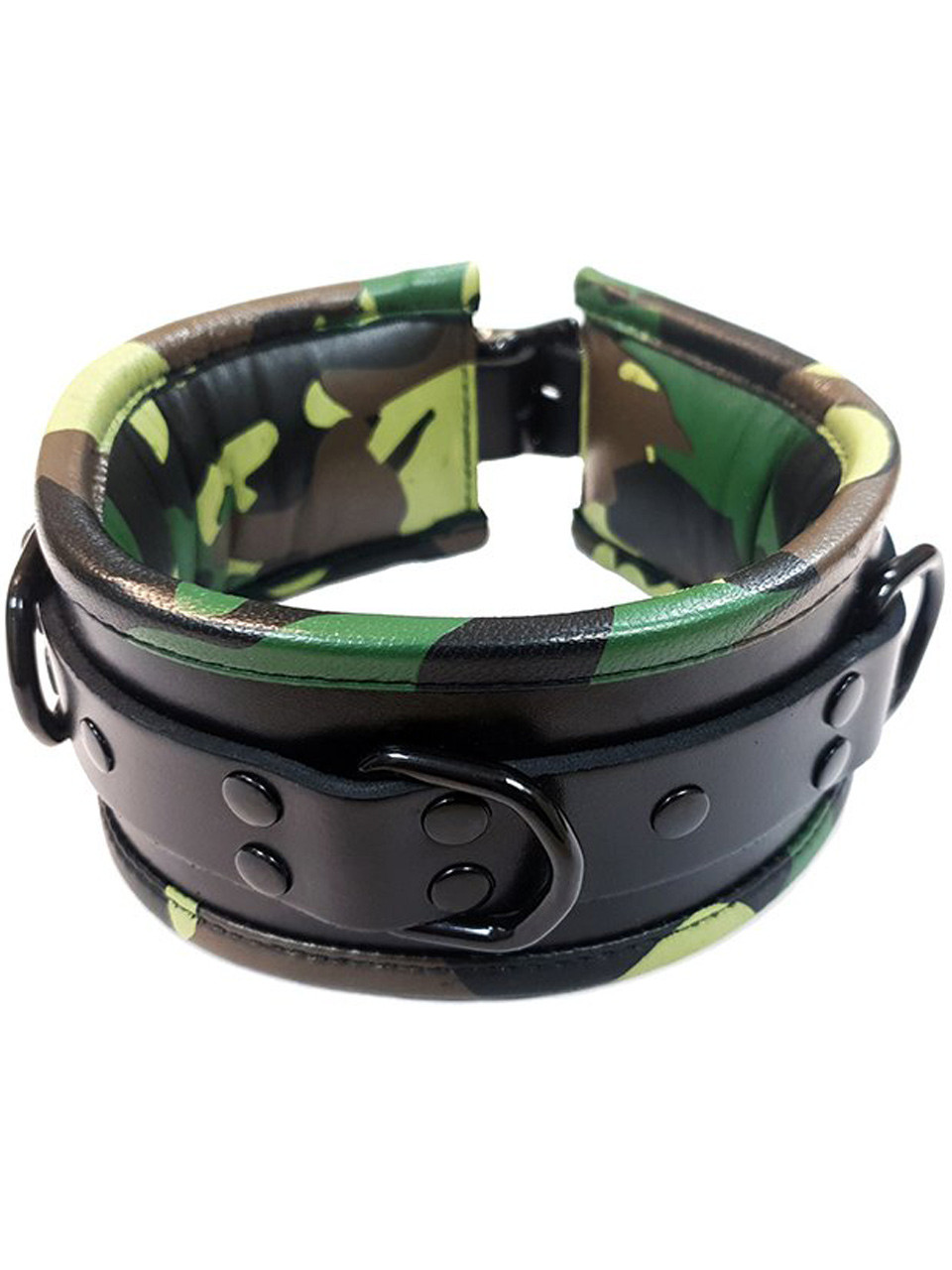 Rouge Padded Leather 3 Three D Ring Bondage Collar Choice of Colour ...