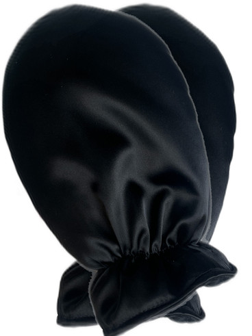 Black Satin Adult Baby Mittens - Cuddlz padded abdl shiny satin mittens