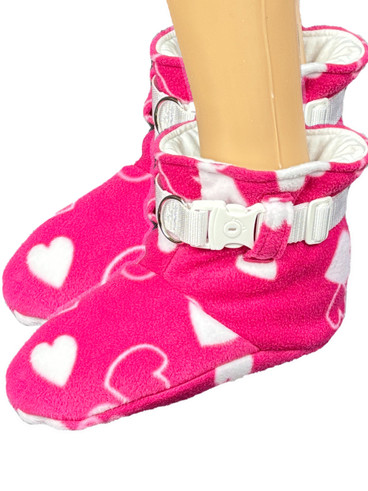 Cuddlz Pink Hearts Pattern adult baby padded locking booties fetish ...