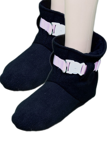 Cuddlz Black fleece adult baby padded locking booties fetish matching ...