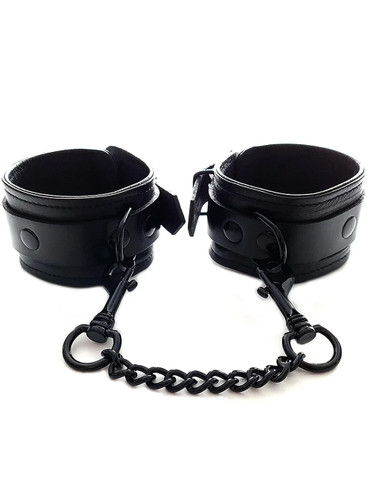 Rouge High Quality All Black on Black Leather Wrist Cuffs For Bondage ...