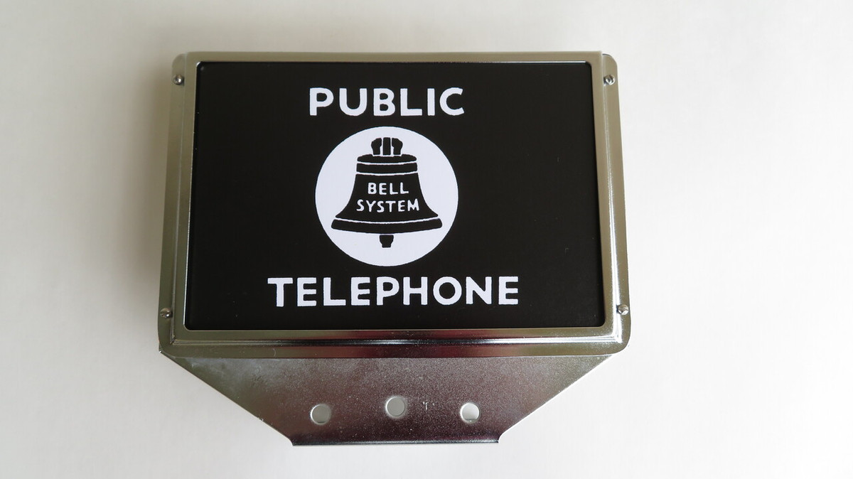 3 slot payphone top flag sign in chrome comes with direction card | Old ...