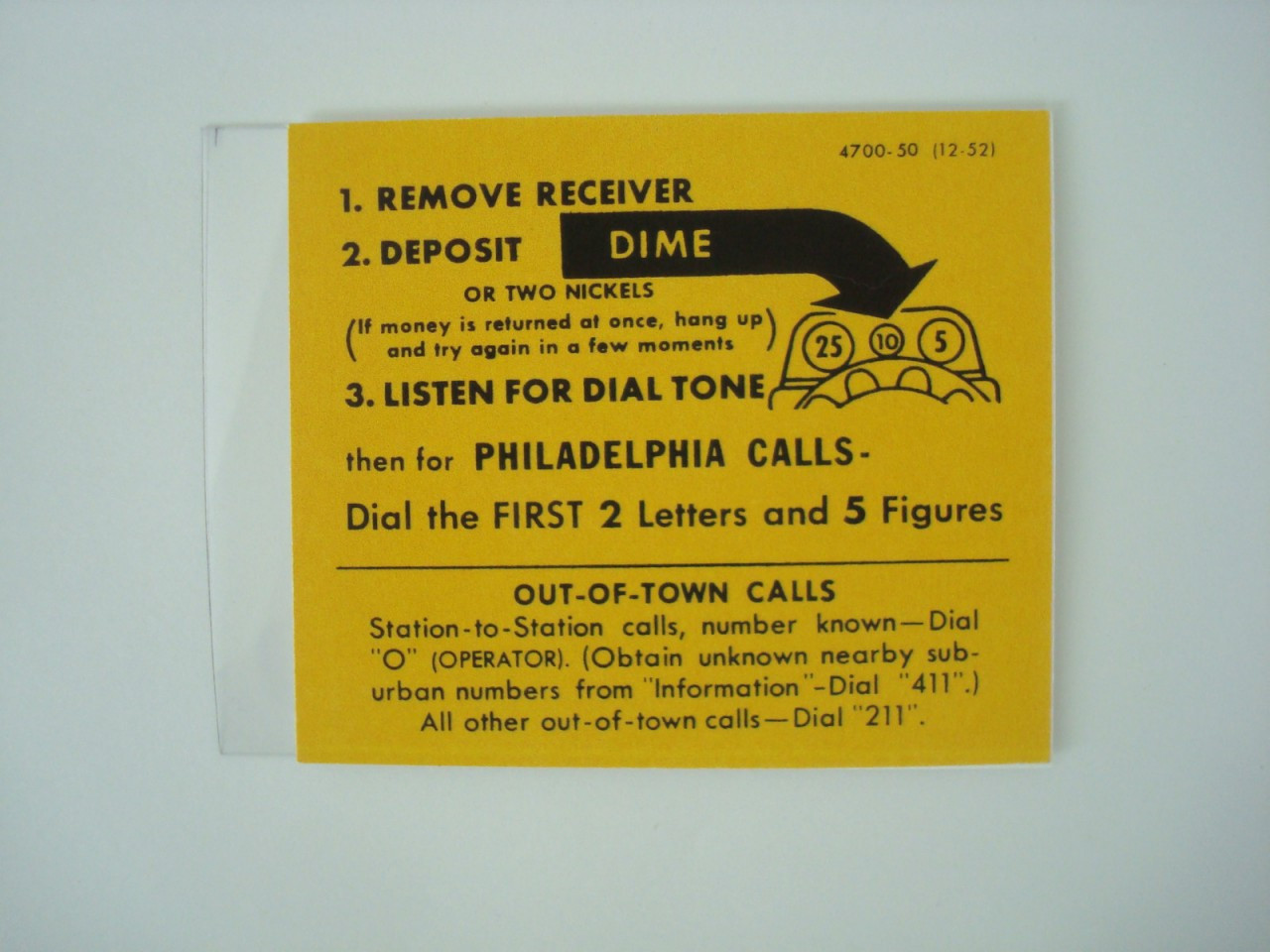 Payphone and 3 slot middle instruction card