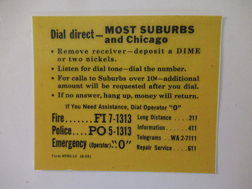 3 slot Payphone middle instruction card Chicago and suburbs | Old Phone ...