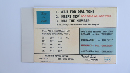 3 slot payphone direction card and plastic for top flag sign | Old ...