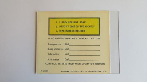 3 Slot Payphone Middle direction card with plastic from Florida area ...
