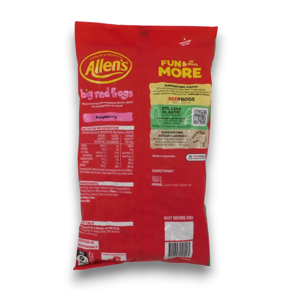 Allens - Big Red Frogs (1.3kg bag | ~130 x 10g pcs)