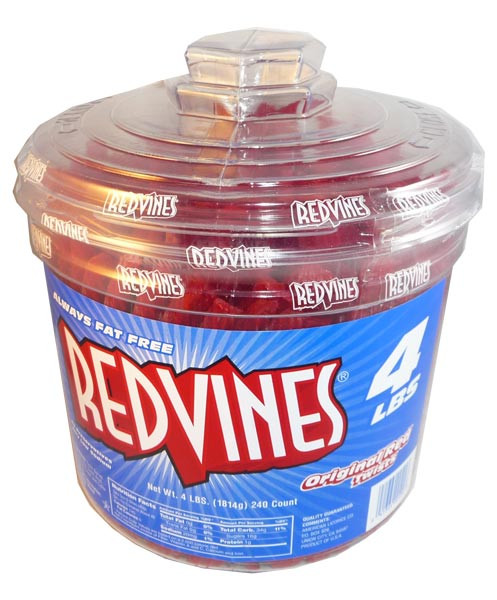 Get Red Vines 4lbs tub at The Professors Online Lolly Shop (2349)