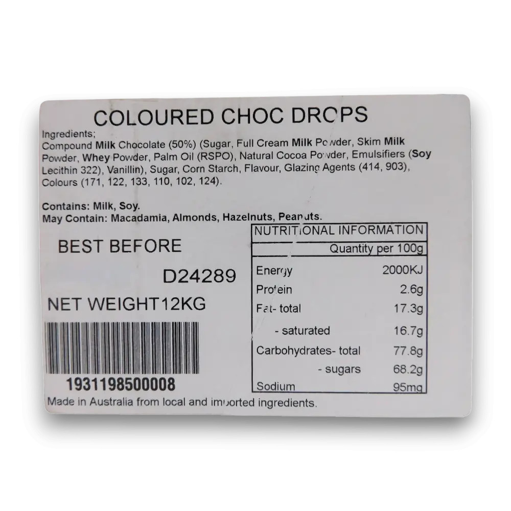 Choc Drops - Mixed Colour 12kg Box