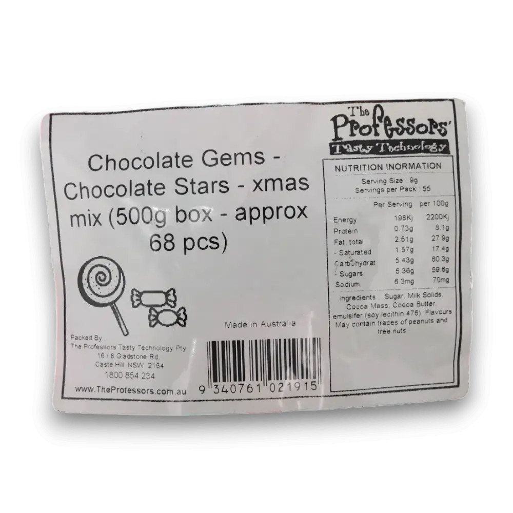 Chocolate Gems - Chocolate Stars Xmas Mix (500g Bag)