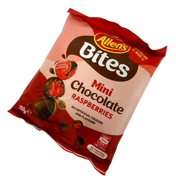Allens Choc Raspberry Bites - buy at The Professors Online Lolly Shop ...