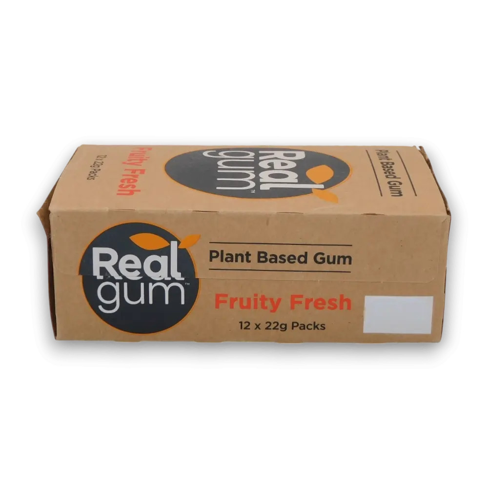 Real Gum Fruity Fresh (12 x 22g) - Plant-Based Sugar-Free Gum