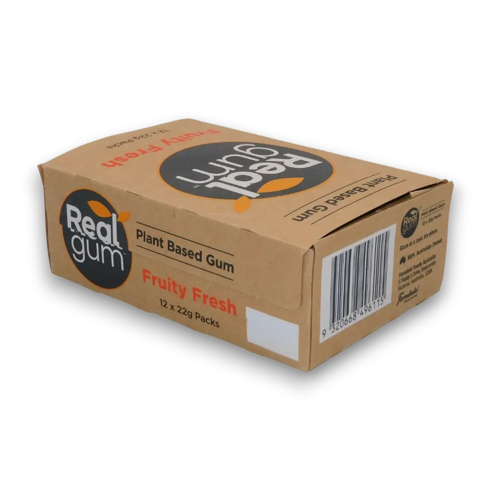 Real Gum Fruity Fresh (12 x 22g) - Plant-Based Sugar-Free Gum