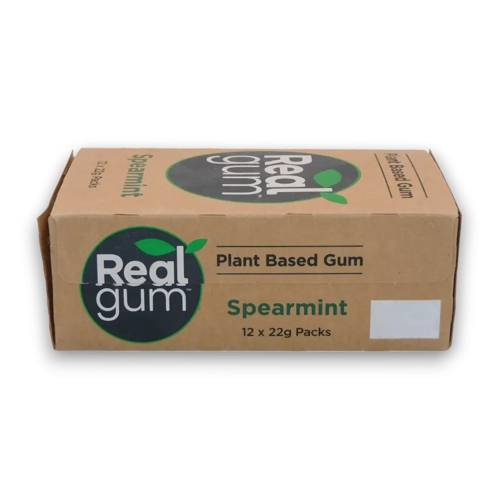 Real Gum - Spearmint (12 x 22g) | Plant-Based Chewing Gum